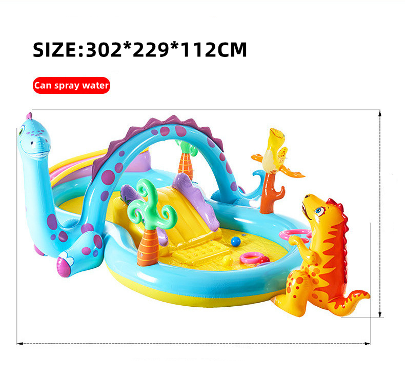 Intex Inflatable Swimming Pool for KidsDinosaur Paradise Rainbow Circle ...
