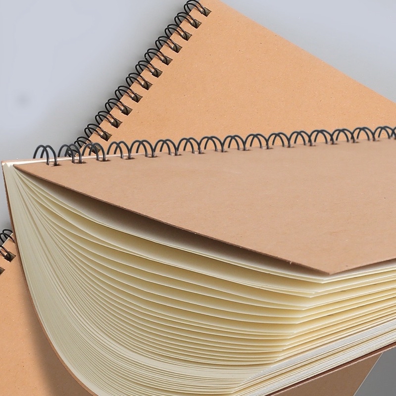 A5&B5 60 Sheets Spring Notebook kraft coil book Kraft Paper Notebook ...