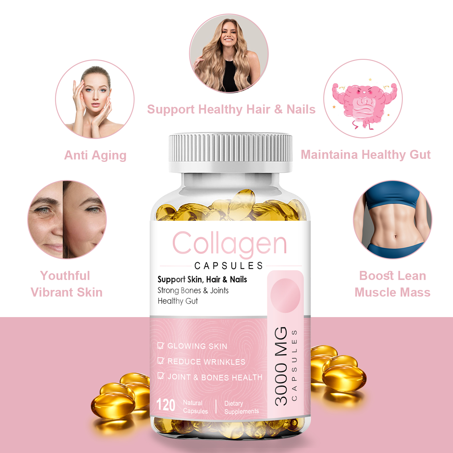 Ozmolts Collagen Capsule Anti Aging Beauty White Collagen Glow Soft Gel ...
