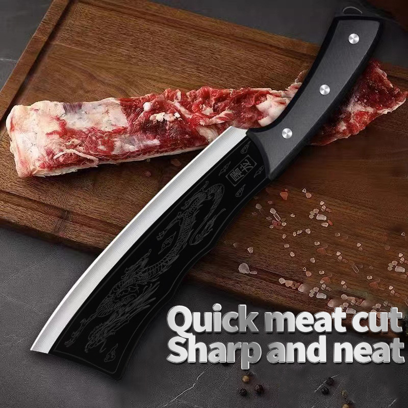 Nipiin Kitchen Knife Black Dragon Knife Japanese Titanium Steel Version Boning Butcher Knife ...
