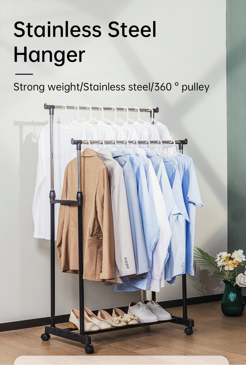 Deli Vusign 360 Rotating Clothes Rack Double Poles Telescopic Stainless ...