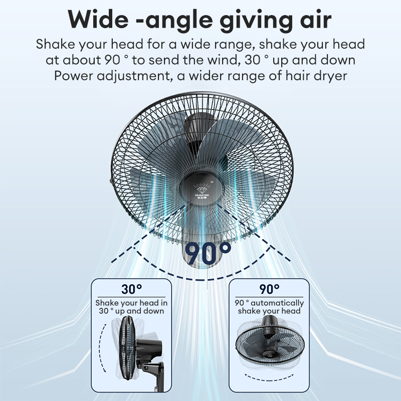 Black Solar electric fan 14/16 inch wall fan with panel 3-speed durable ...