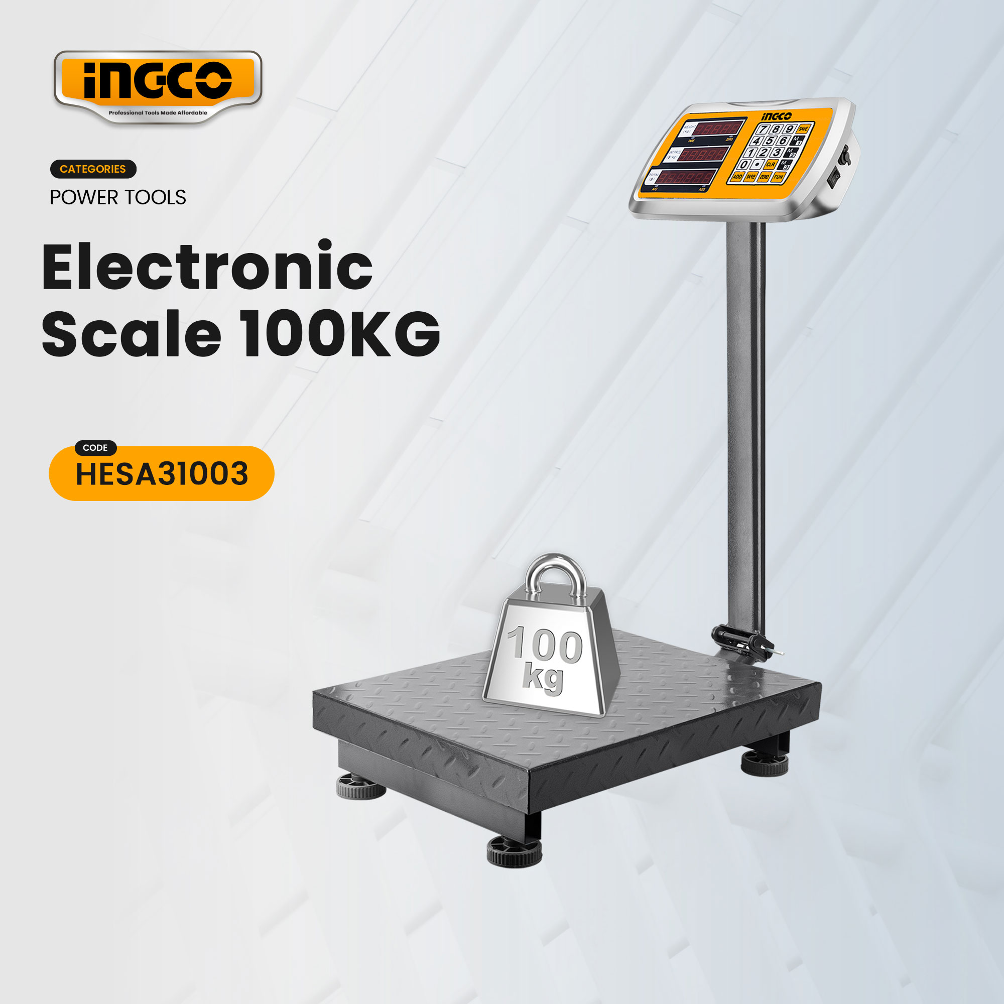 Ingco 100kg Industrial Electronic Weighing Scale 300x400mm LED Screen ...