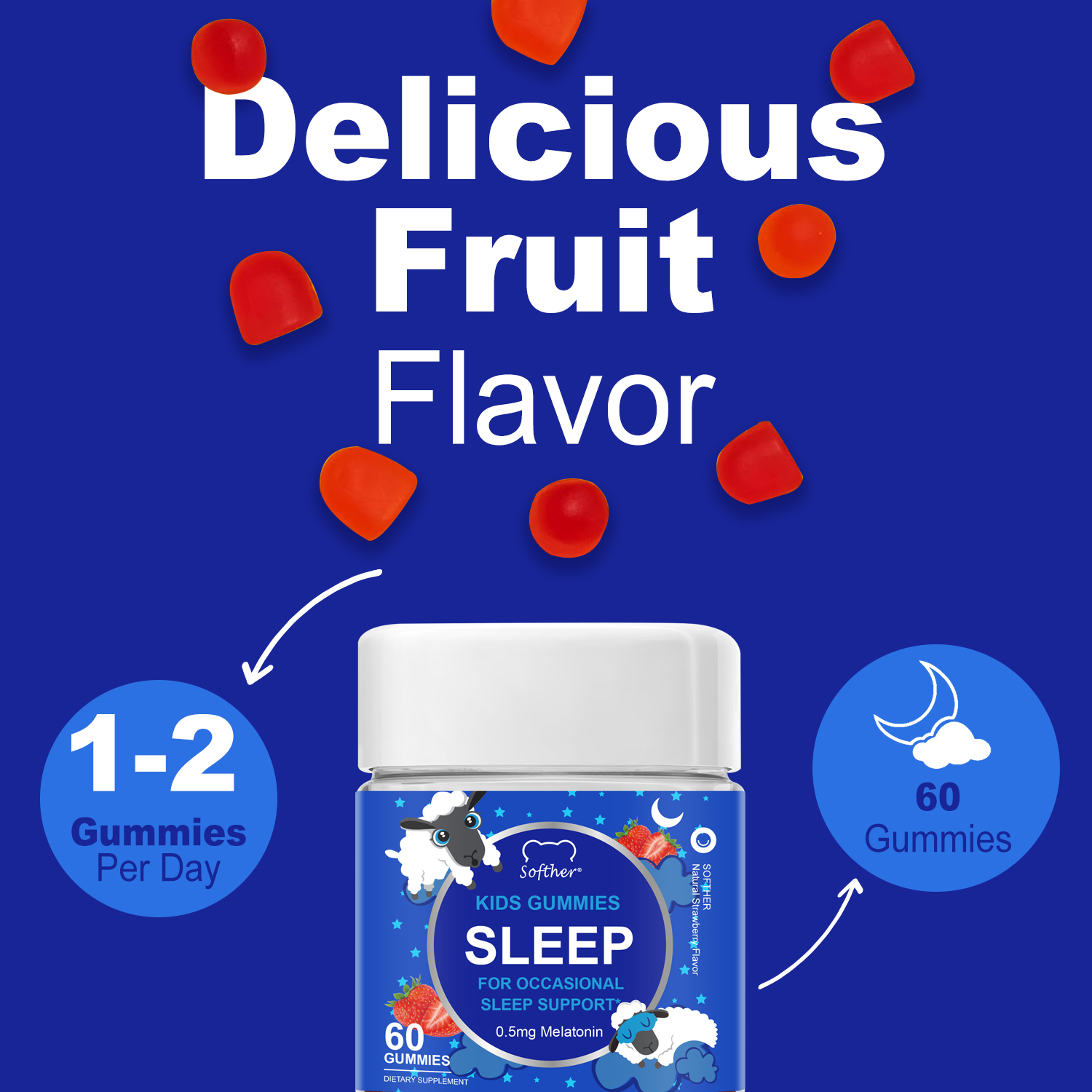 Softher Kids Melatonin Gummies Promote Improve Sleep Gummy Aid Relax ...