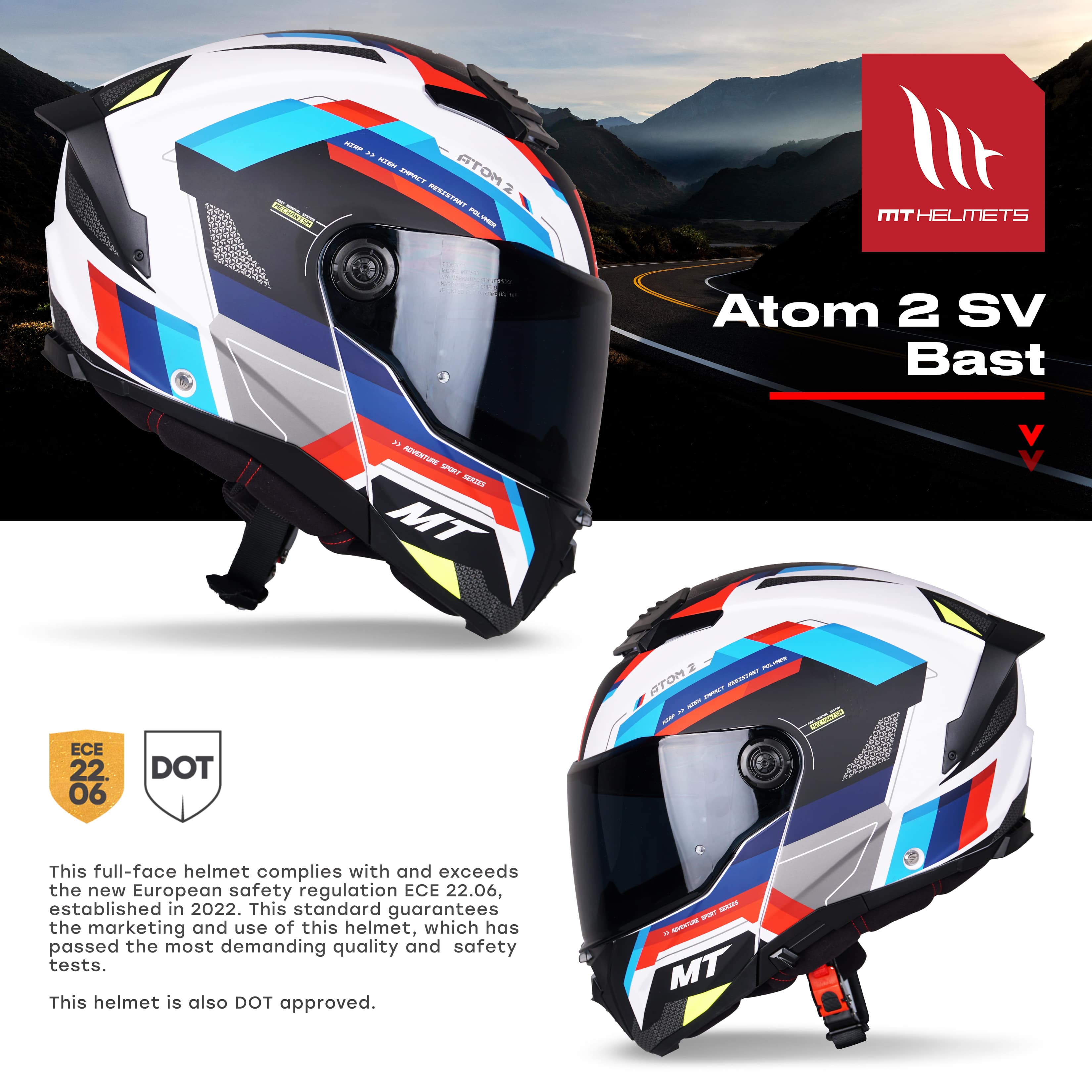 MT Atom 2 SV GD - BAST Modular Dual Visor Helmet (FREE Clear Visor ...