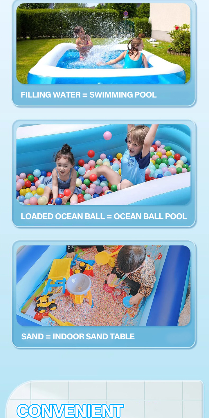 Inflatable swimming pool with electric air pump summer outdoor portable ...