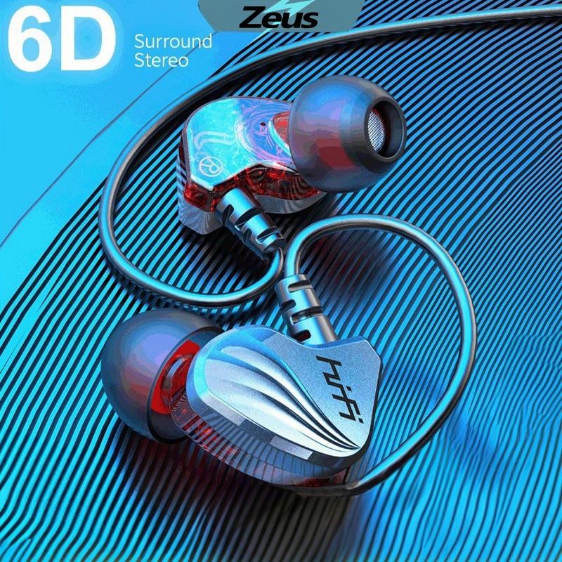Zeus HiFi Dual Drive 6D Stereo Earphones With Mic Earphone Wired ...