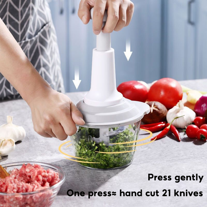 CHIT 1.5L/2L Multi-functional Manual Food Processor Vegetable Grinder ...