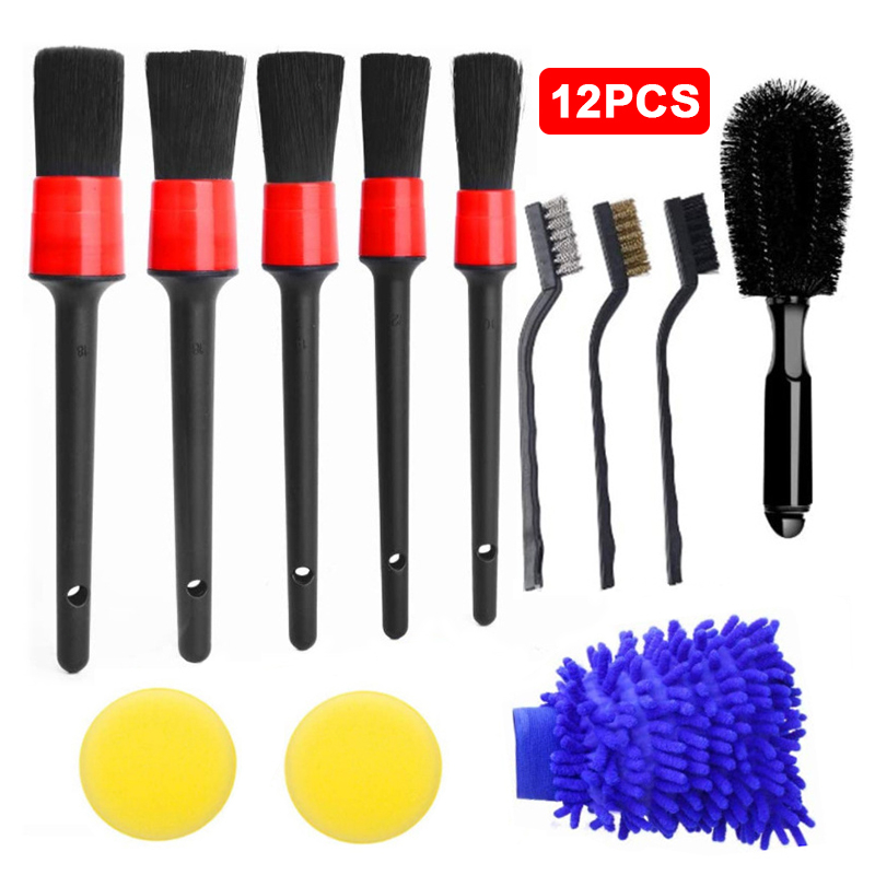 12pcs Car Cleaning Brush Kit Universal Car Seat Detailing Tire Wheel ...