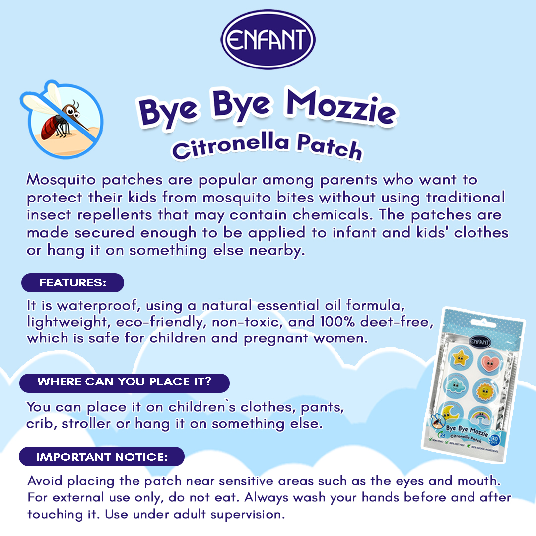 ENFANT ORGANIC BYE BYE MOZZIE PATCH - anti mosquito Citronella patch for kids | Shopee Philippines