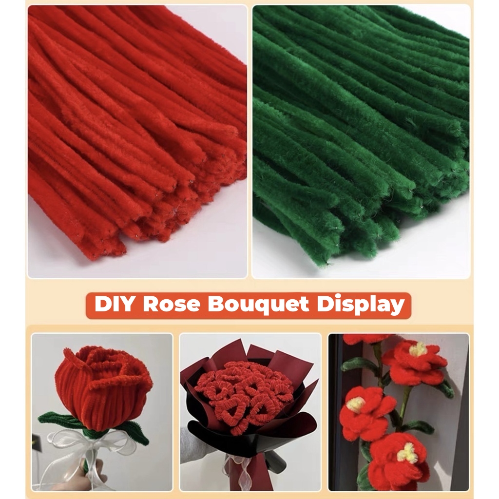 100Pcs DIY Multicolour Fuzzy Wire Twisted Stick Craft Flower Children ...