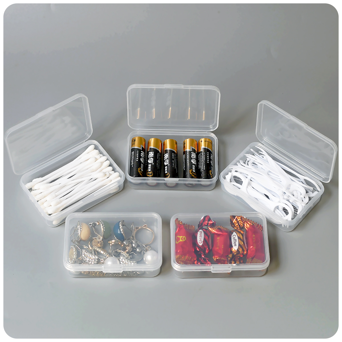 5pcs Clear Plastic Pack Pins Earplug Office Stationery Storage Boxes ...