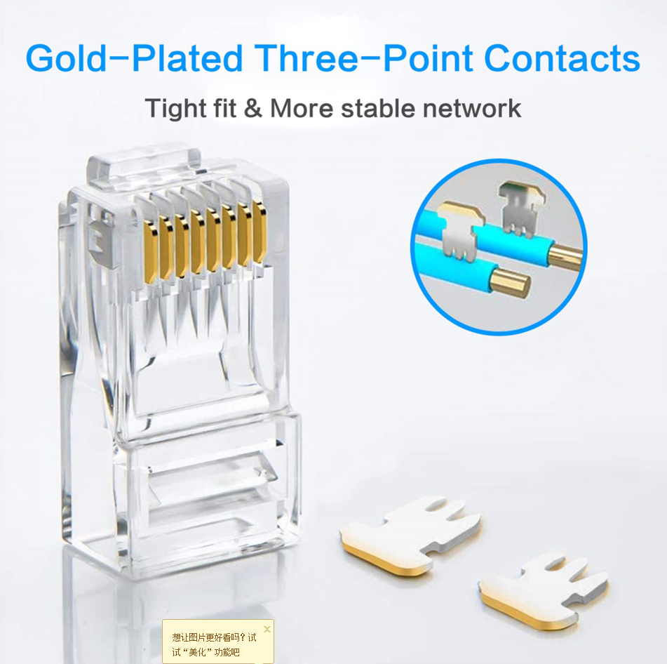 CAT6 RJ45 8pcs-30pcs Modular Internet Cable Connector 8Pin Crystal with ...
