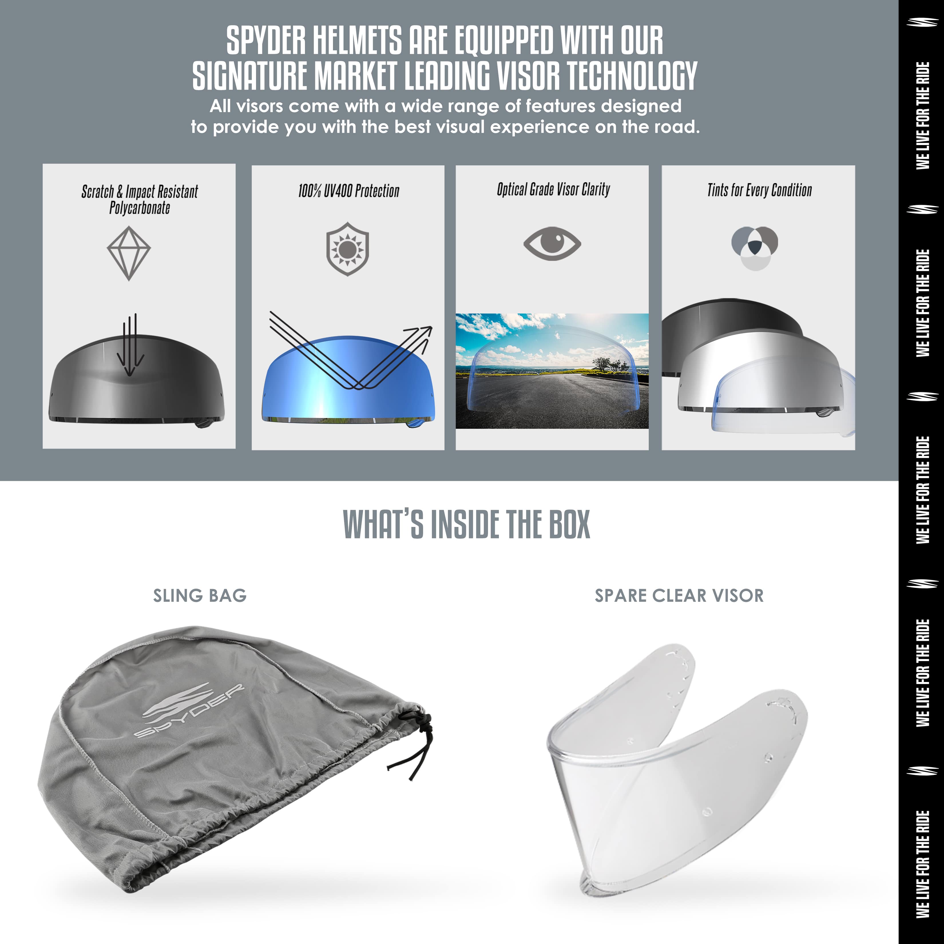 Spyder Flight PD S0A - Full Face Fiber Glass Helmet with Double D-Ring ...