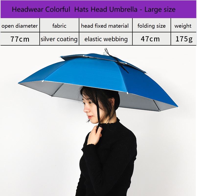 77/55cm Umbrella Hat Head Umbrella for adults Foldable Golf Fishing ...