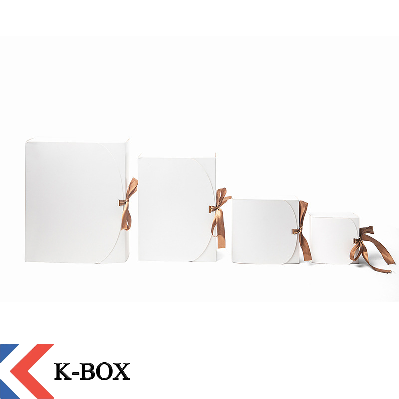 Brown/white Clamshell w/ribbon cardboard pastry gift box bowknot box ...