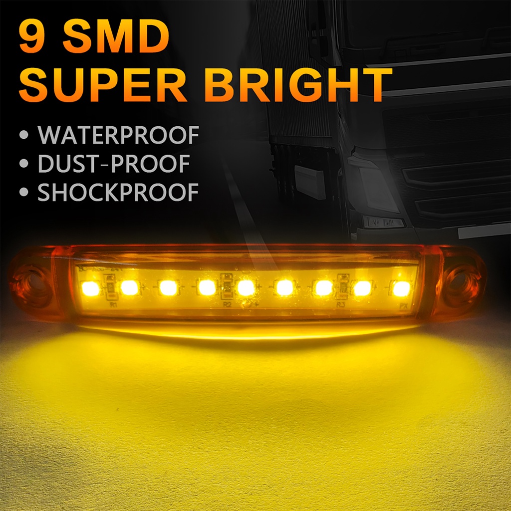 Car Bus Lorry Clearance Signal Light 24V 9LED Truck Side Light Marker ...