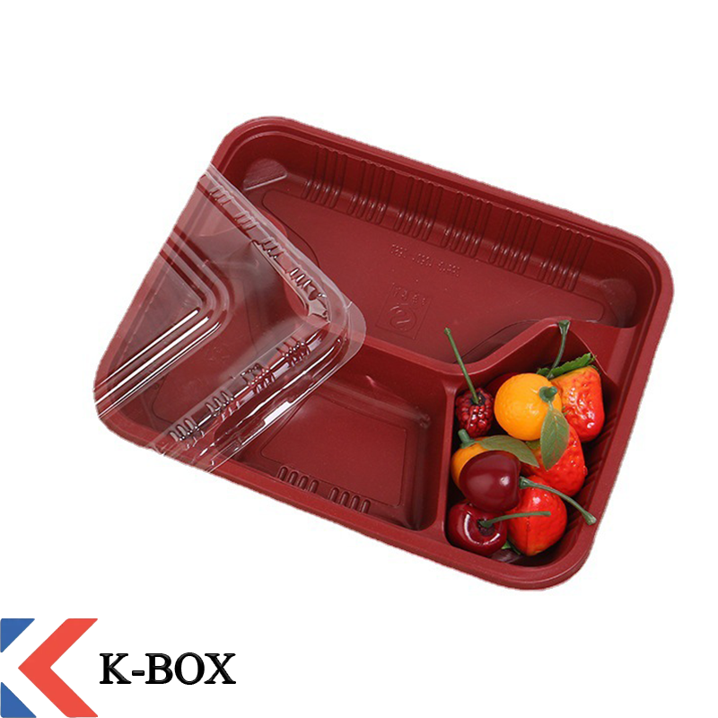 COD (25PCS) Red Bento Box With Back Cover 1/2/3/4/5 Grid Partition ...