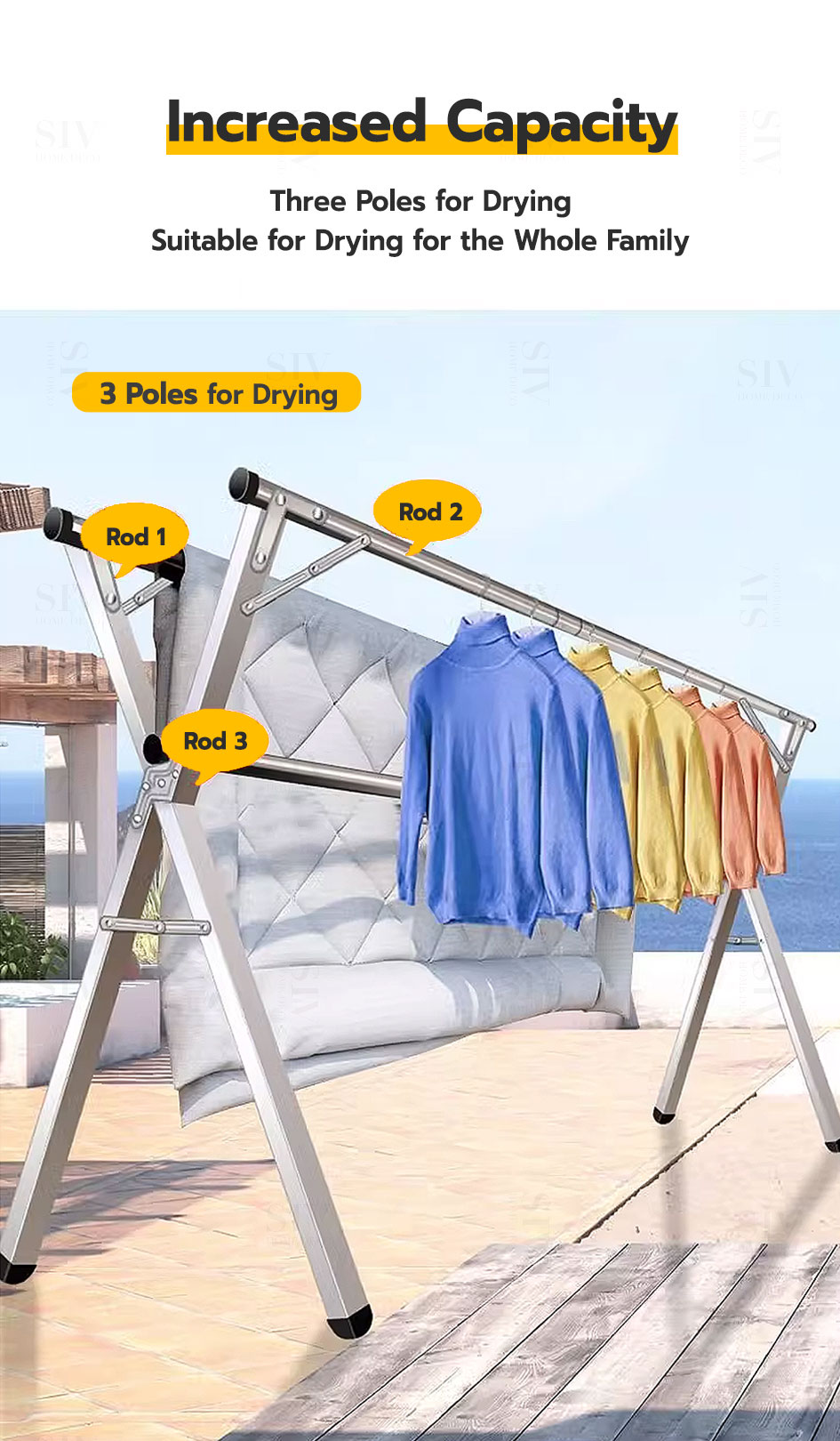 SIV 120-240cm Foldable Sampayan Indoor Outdoor Rack Stainless Steel ...