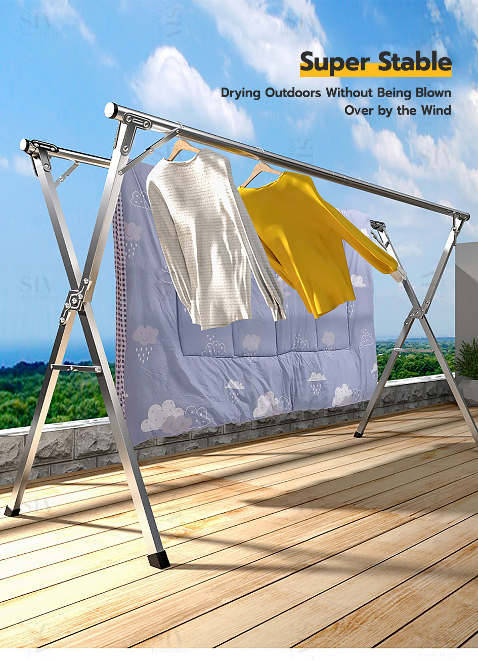 SIV 120-240cm Foldable Sampayan Indoor Outdoor Rack Stainless Steel ...