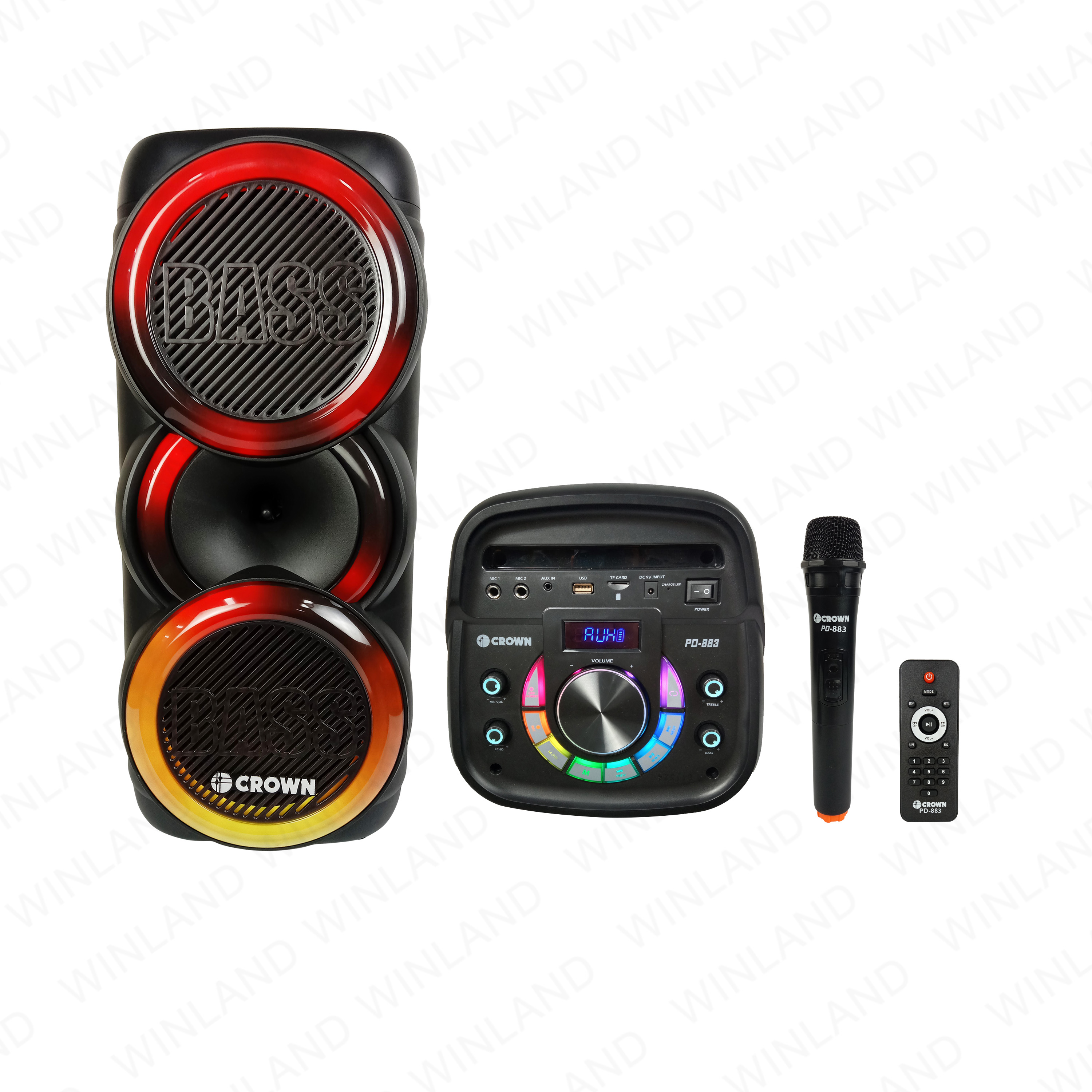 Crown by Winland Party Box Portable Rechargeable Speaker Dancing Light ...