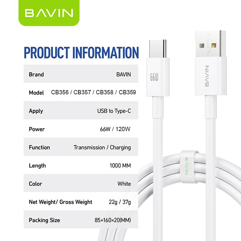 BAVIN CB356 66W Fast Charging Data Cable Support Data Transfer ...