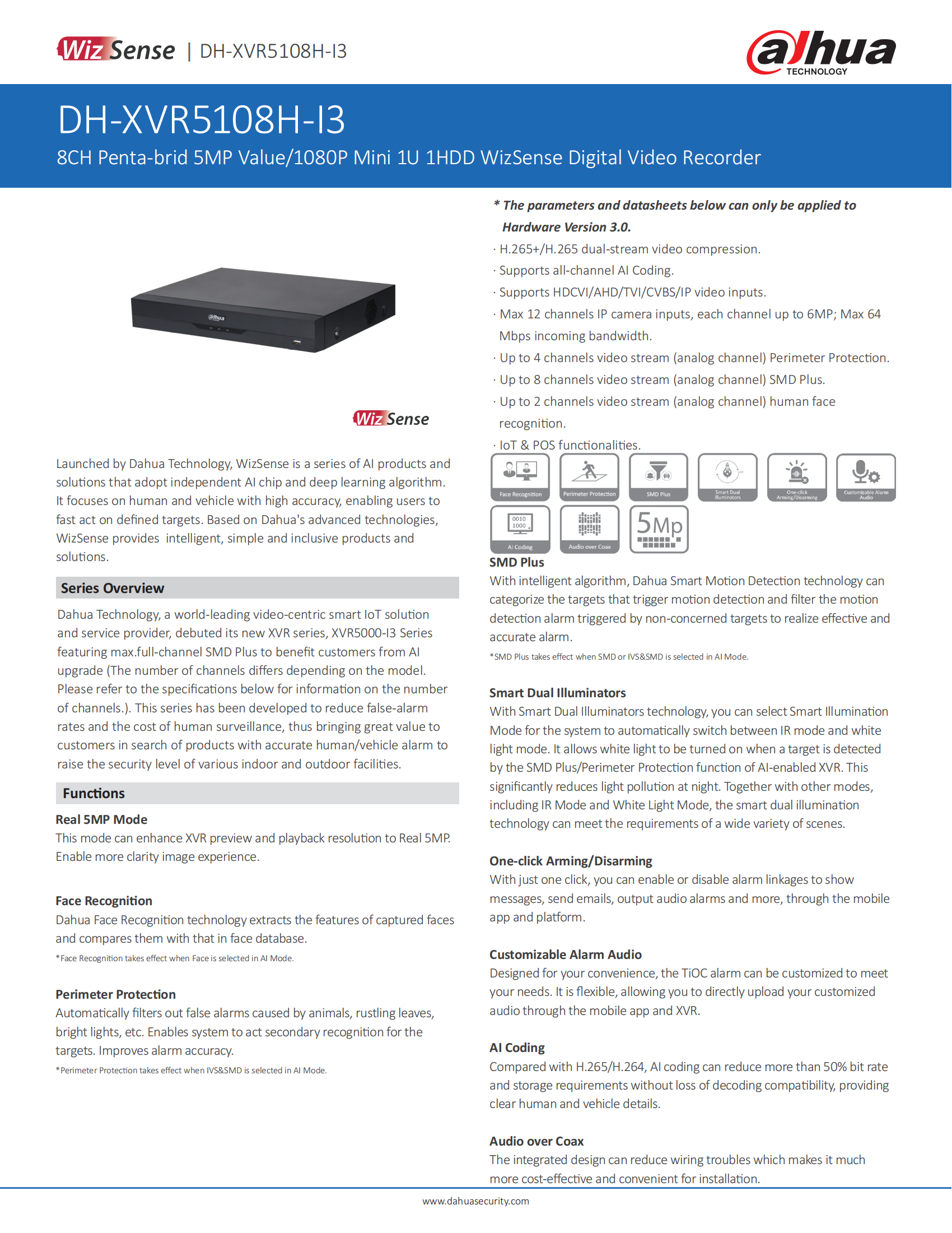 Dahua 5MP CCTV Full Color Camera Package With audio 4/8 CH CCTV Kit 3K ...