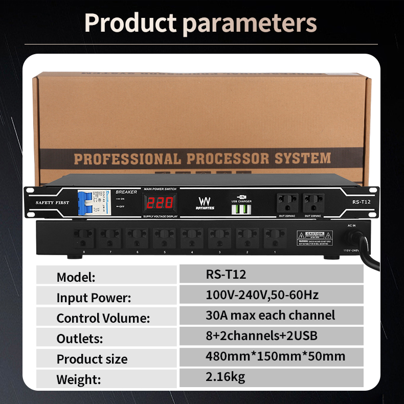 RAYHAYES RS-T12 Power Sequence Controller Conditioner 10 outlet Rack Mount Power Supply ...