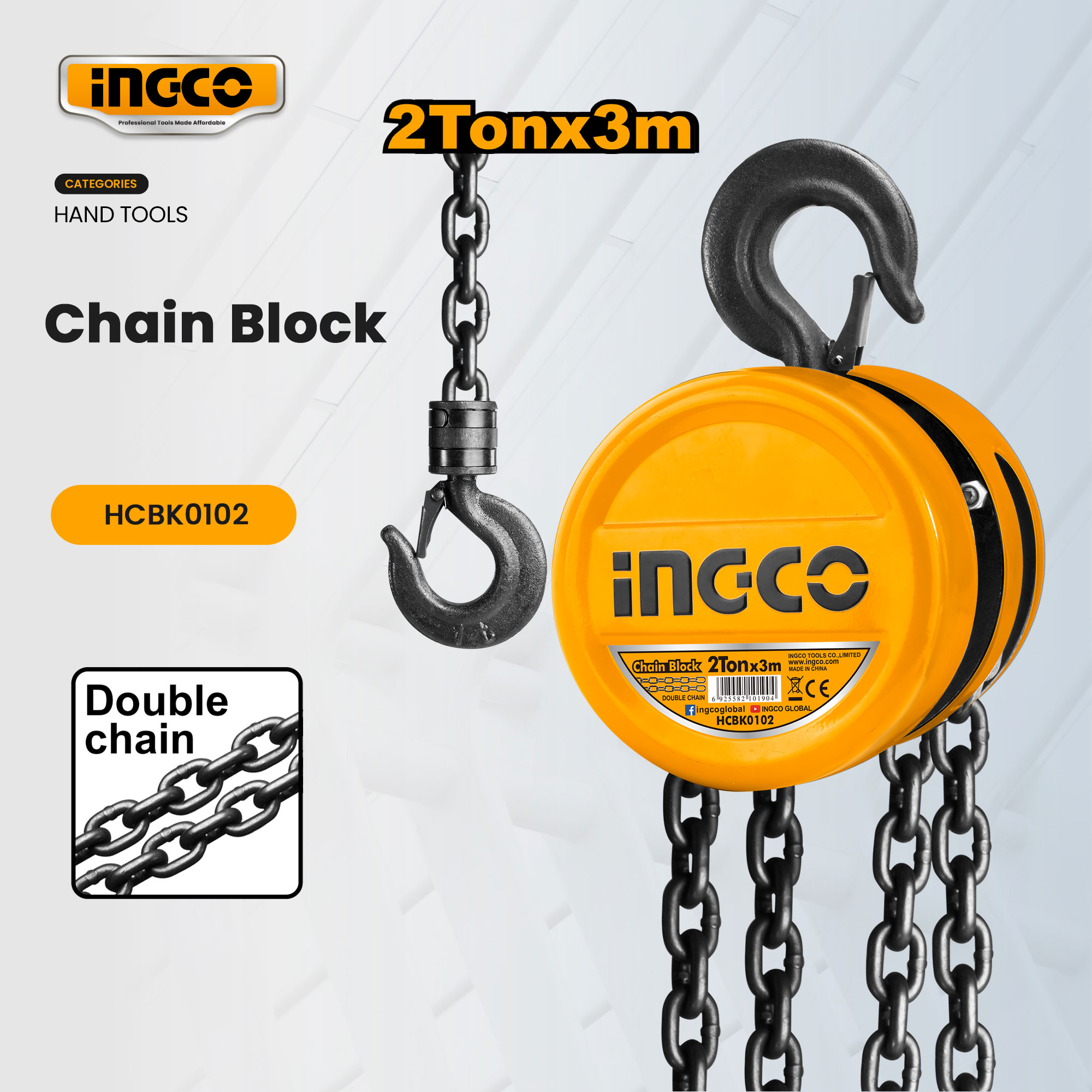 Ingco 2 Tons Chain Block 3m HCBK0102 IHT | Shopee Philippines