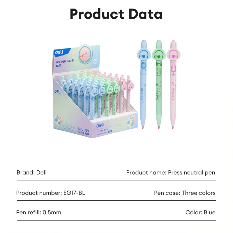 Deli Press Gel Pen 0.5mm Bullet Head Student Writing Pen | Shopee ...
