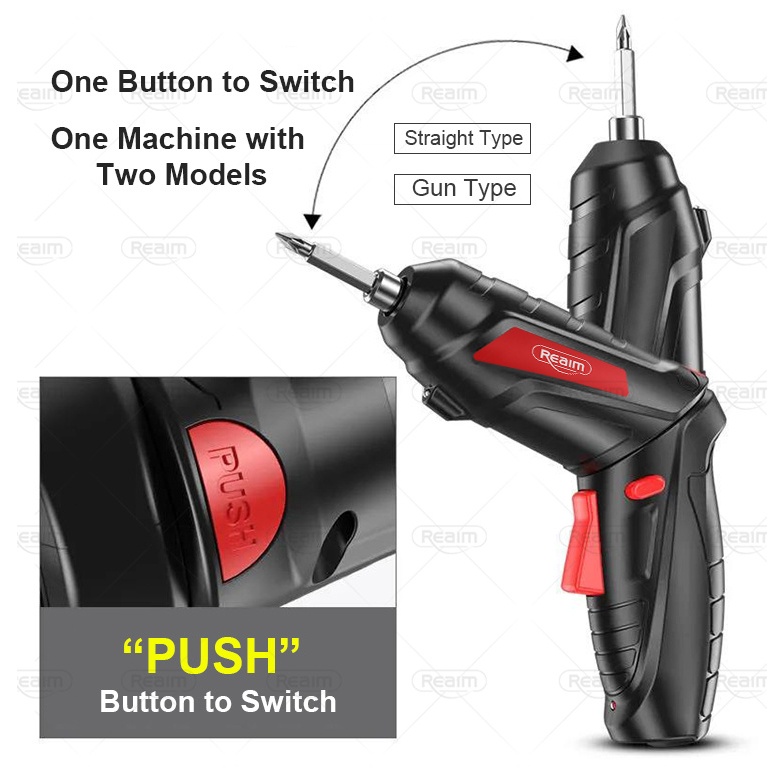 REAIM Cordless Screwdriver 4.8V Electric Barena Drill Set Rechargeable ...