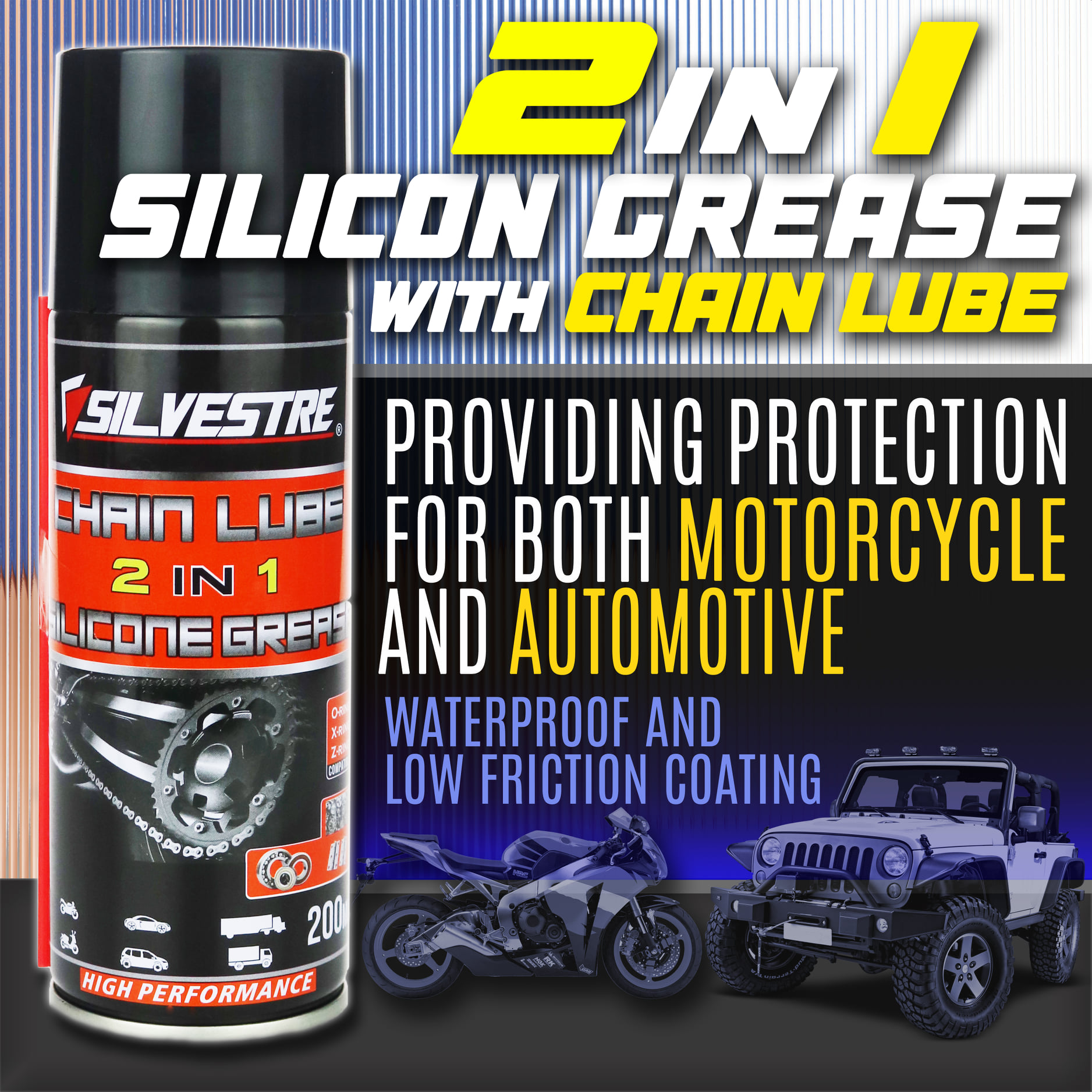 SILVESTRE 2 in 1 Chain Lube & Silicone Grease (Chain Lubricant Spray ...