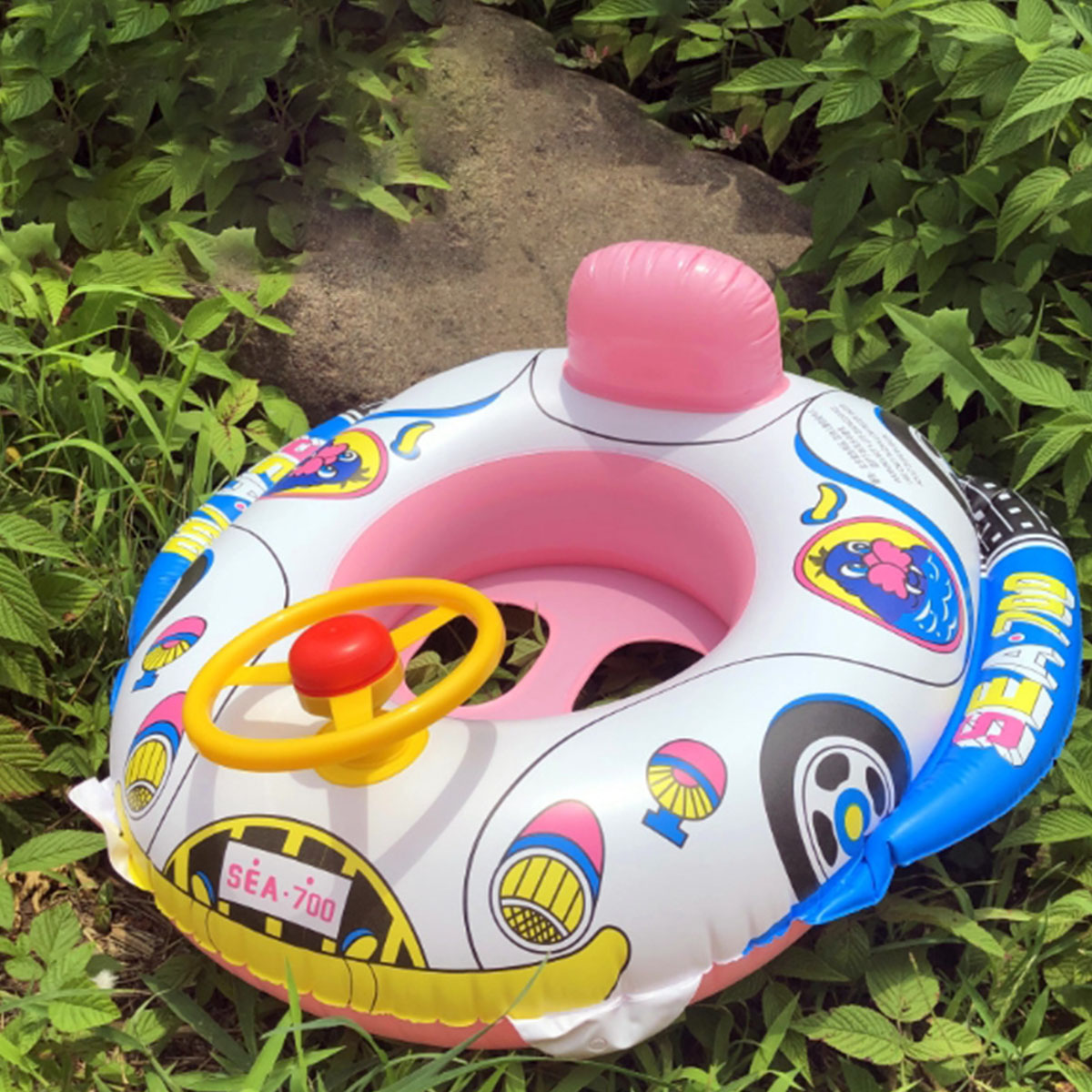 kids floaters inflatable seat ring with horn awning swimming ring for ...