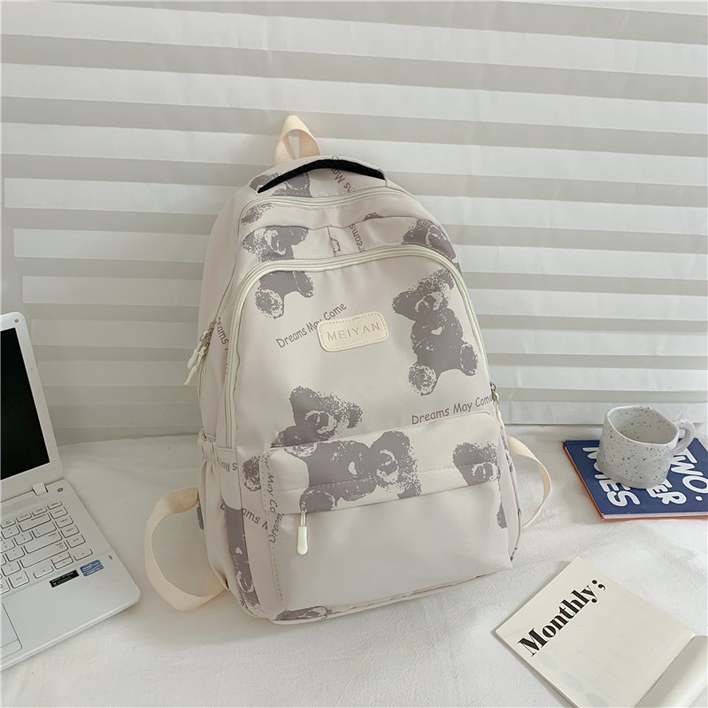 Mumu 9080 Korean Nylon School Students Back Pack Women Travel Bag Cute ...