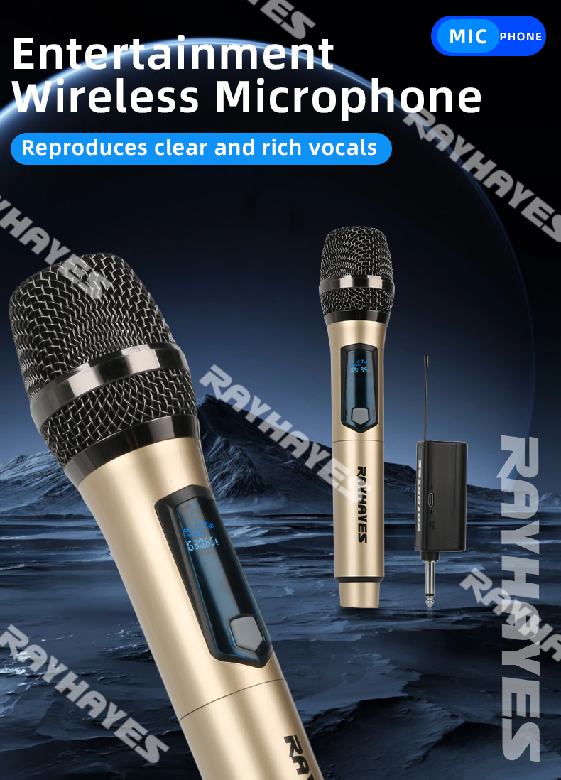 RAYHAYES Wireless Microphone System Rechargeable Dual Handheld With ...