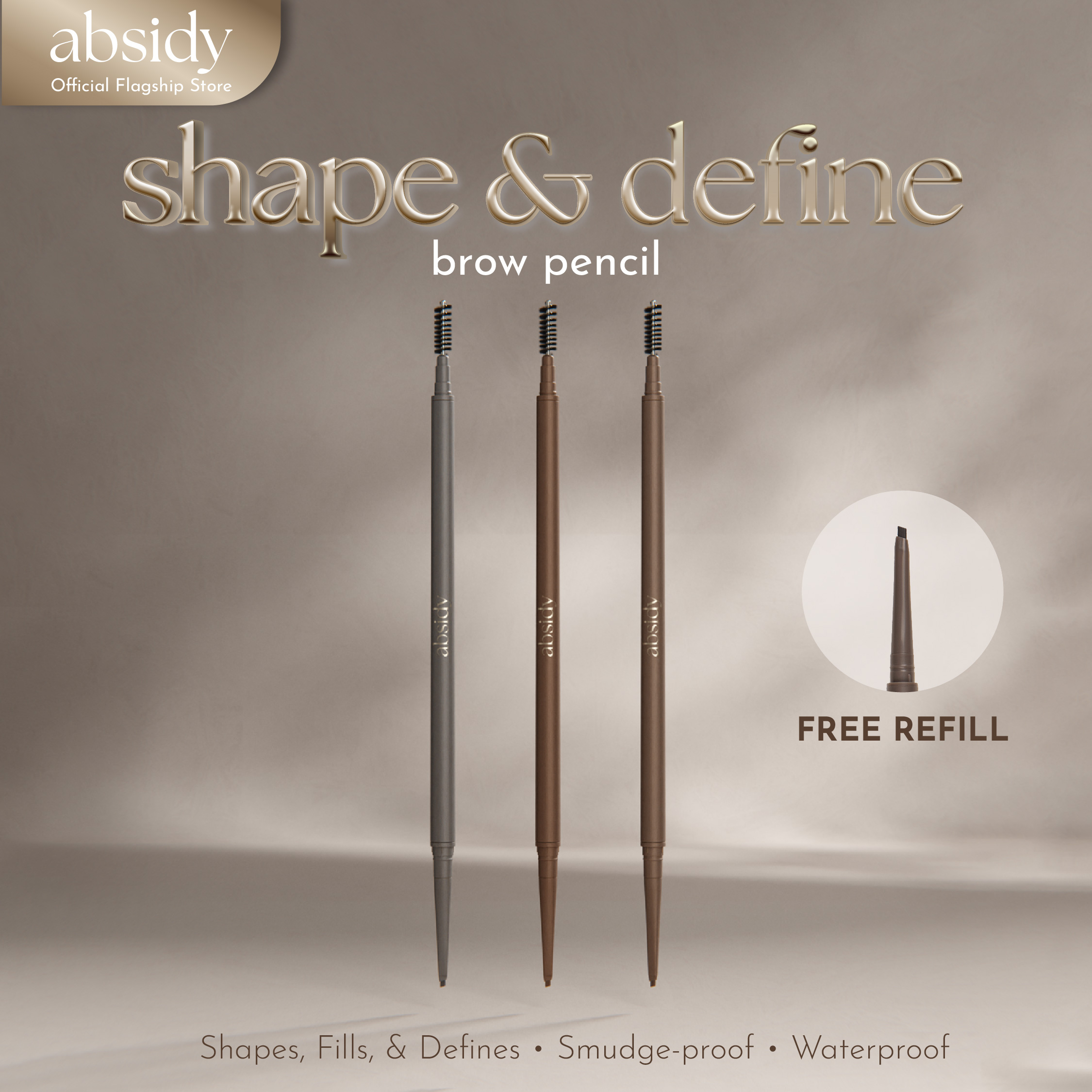 Absidy Shape & Define Eyebrow Pencil w/Spoolie + FREE Refill | Shopee ...