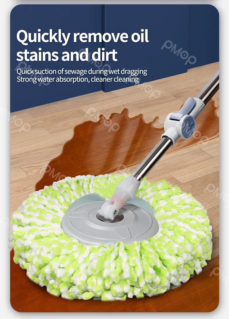 PMOP Blue Mop With Spinner And Stainless Steel Basket rod 360° Tornado ...