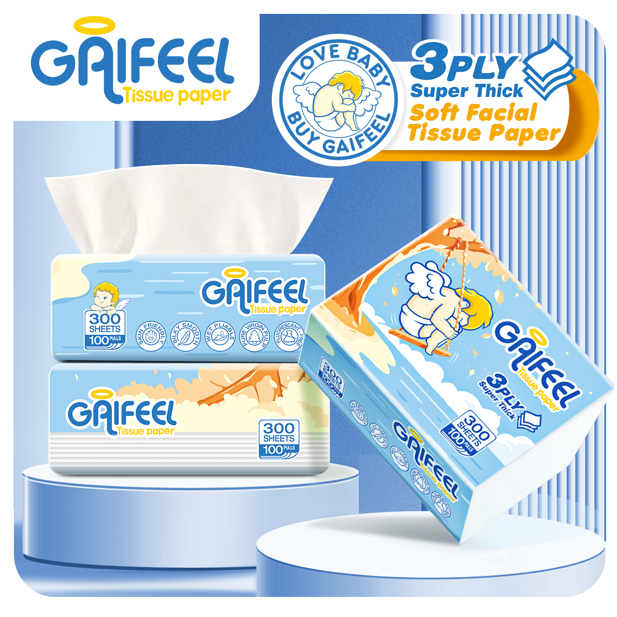 GAIFEEL 8/16Packs Facial Tissue Paper For Baby Toliet Towel Tissue ...