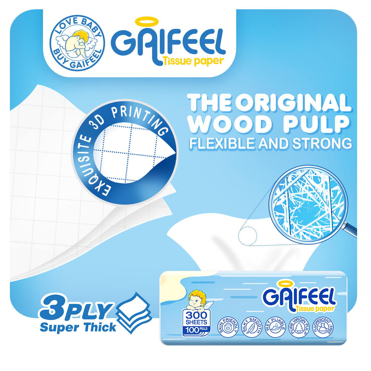 GAIFEEL 8/16Packs Facial Tissue Paper For Baby Toliet Towel Tissue ...