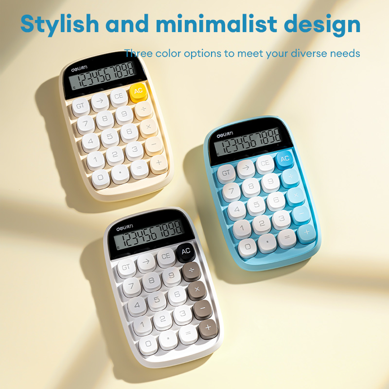 Deli TE35 Mini Portable Desktop 12 Digit Electronic Calculator | Shopee ...