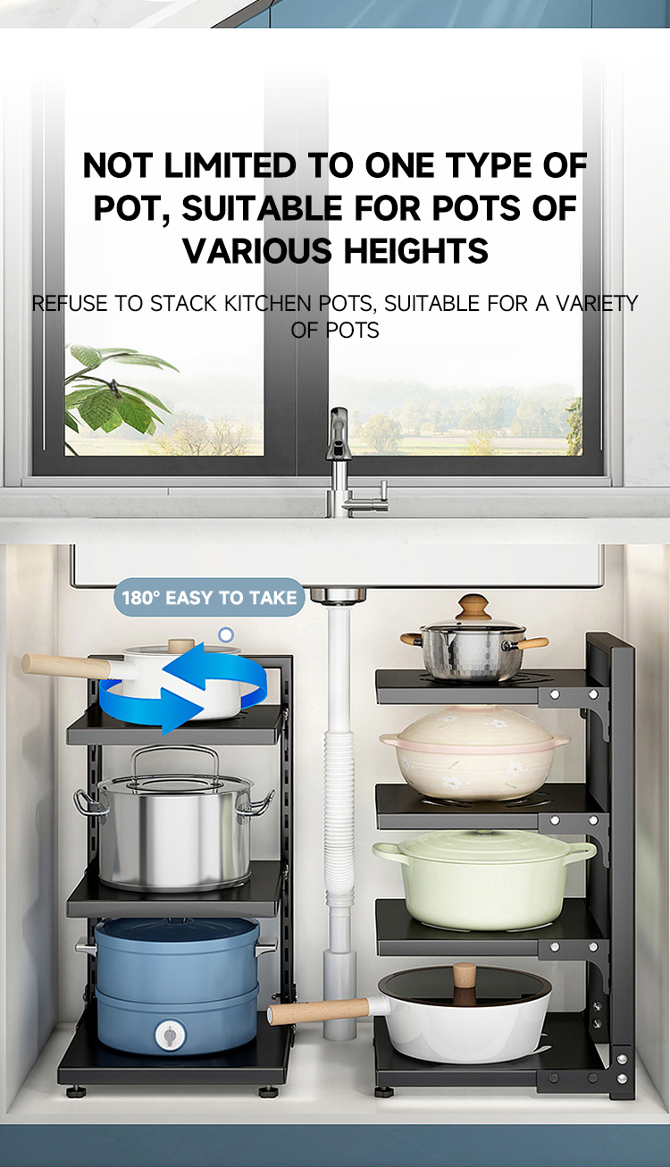 Suez 2-7 Layer Kitchen Rack Kitchen Pan Organizer Pot Rack Adjustable ...