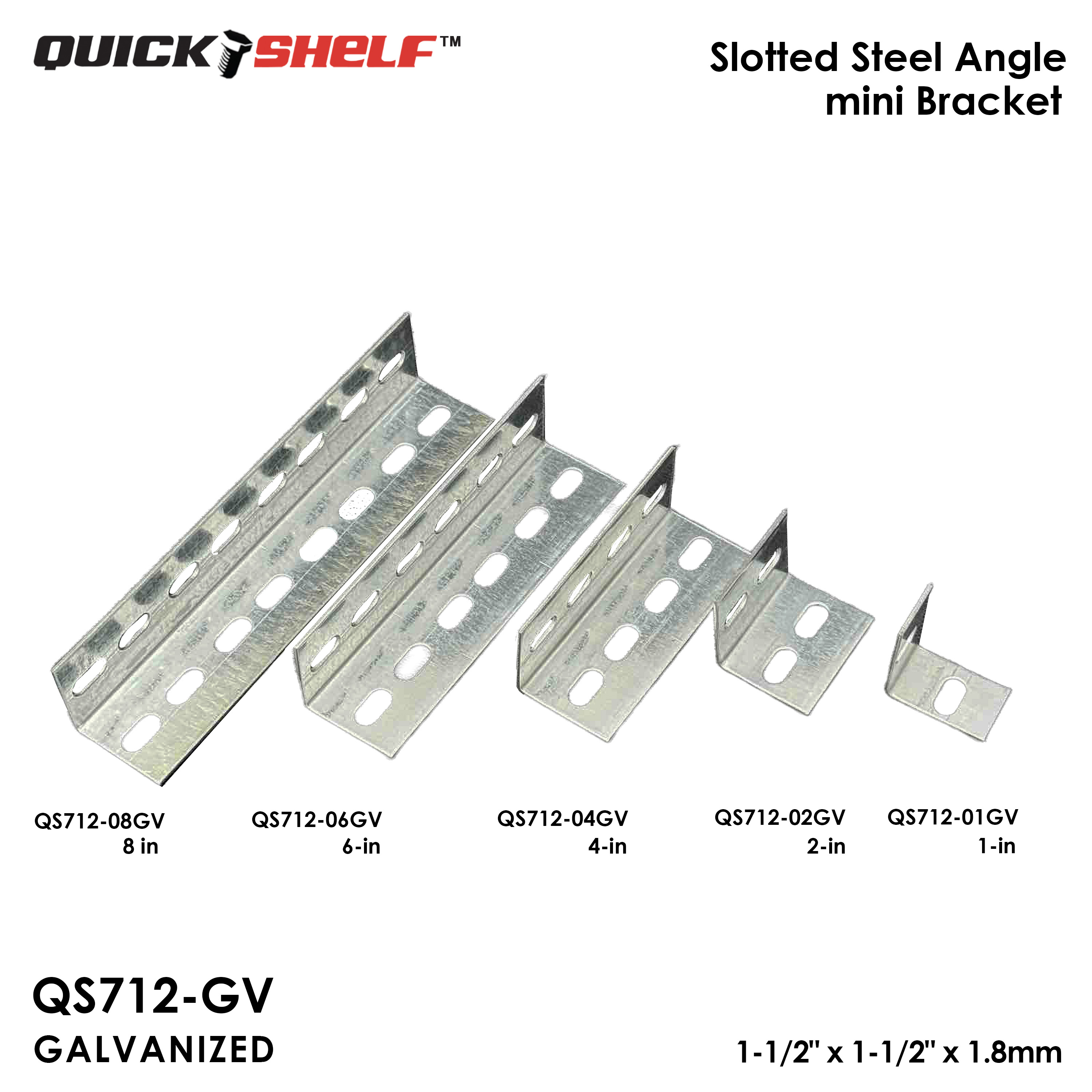 QS 38mm Slotted Steel Angle Bar Bracket (mini) 1.5"x1.5"x1.8mm QS712 ...
