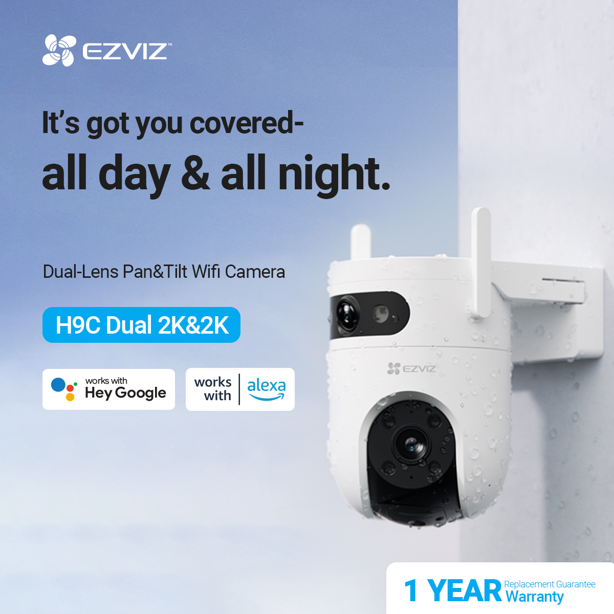 EZVIZ H9c DUAL 2K Dual Lens CCTV Camera Wireless 360°Pan &Tilt Security ...