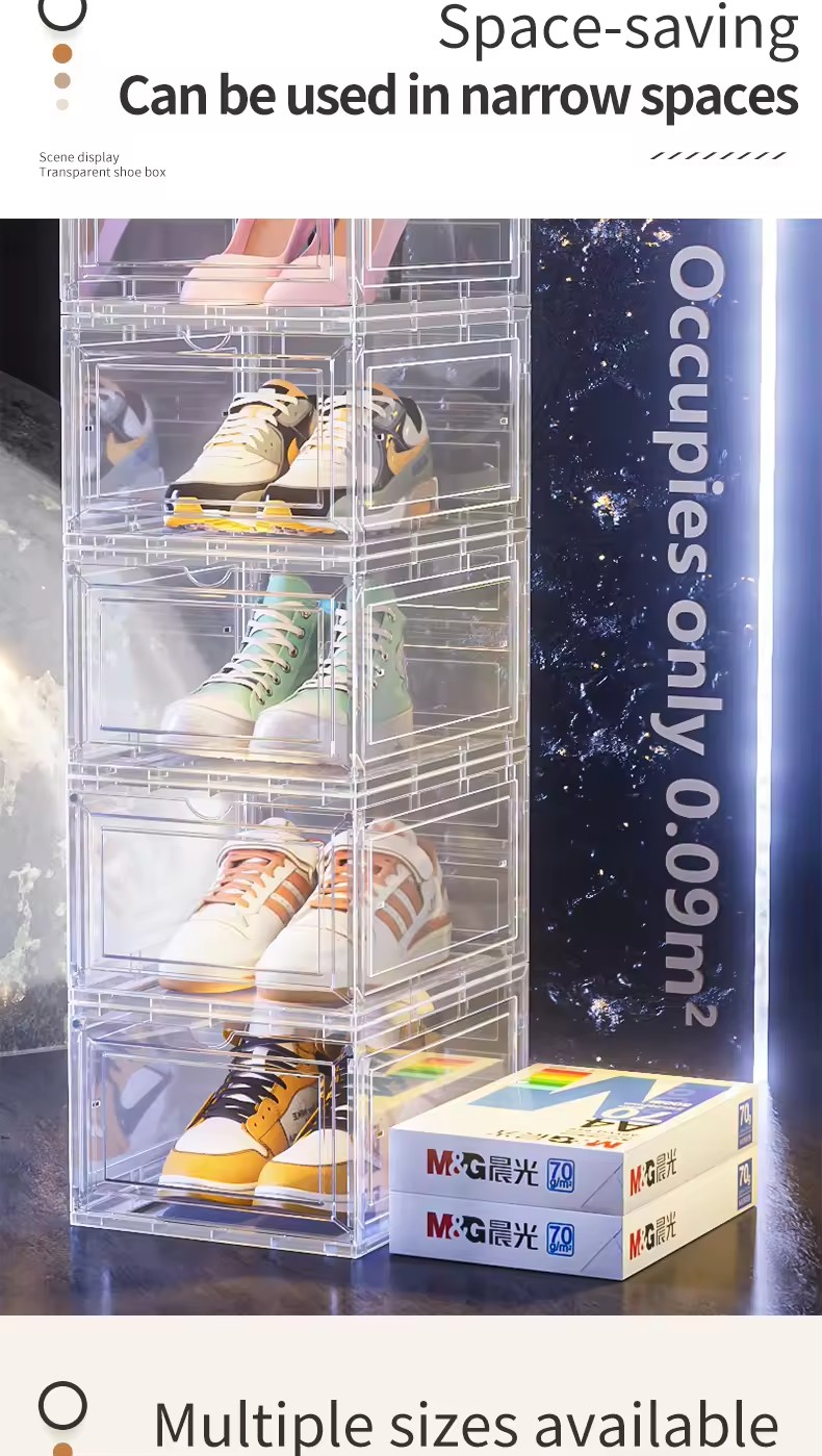 Acrylic shoe box Magnetic side drop shoe box Stackable Large Sneaker ...