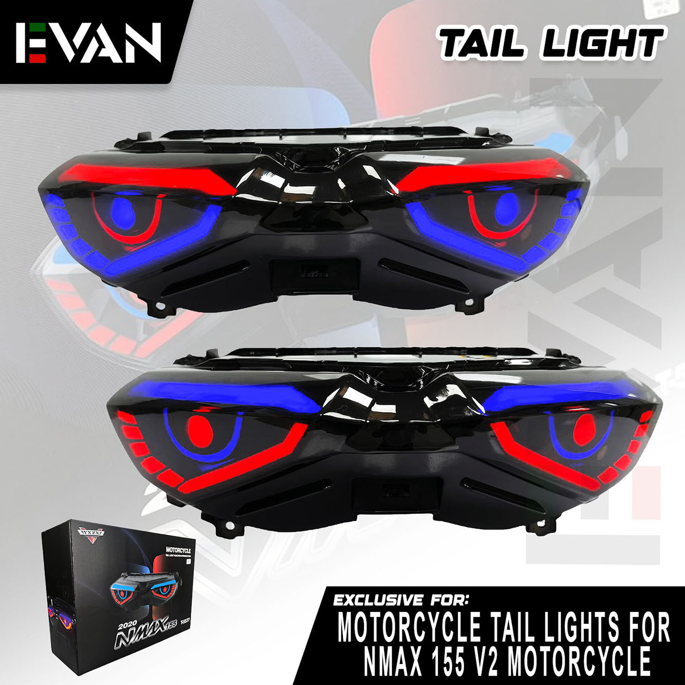 EVAN.PH TAIL LED LIGHT ASSEMBLY SMOKE LAMP DUAL FOR NMAX V2 / V2.1 ...