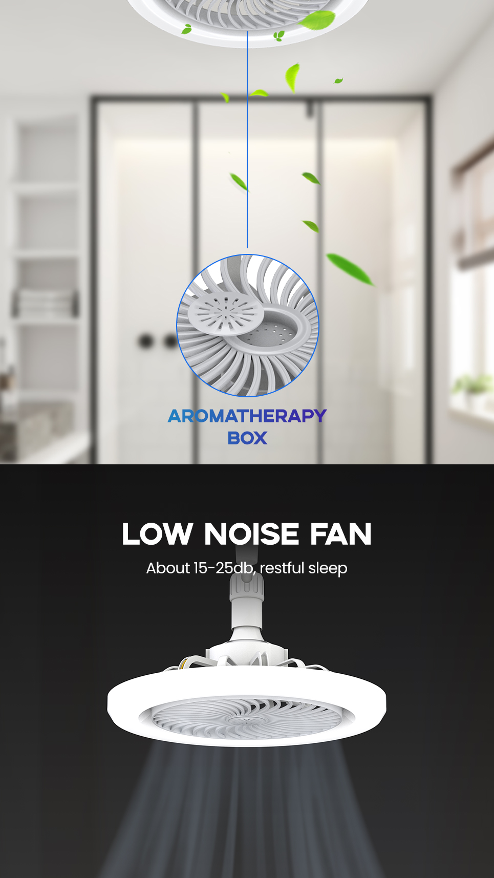 RONG RIVER 3Colors 30W Ceiling Fan with Light 360° Adjust Bulb Light ...