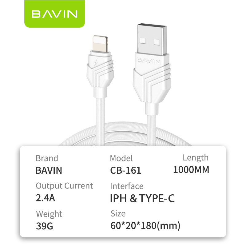 BAVIN CB161 2.4A Quick Charging Data Cable 1 Meter Wire for iPh and ...