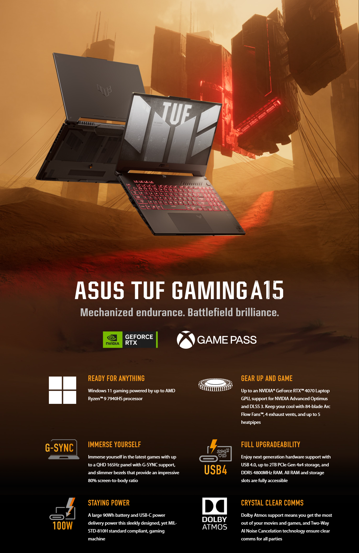 Asus TUF A15 FA507NUR-LP051W 15.6" FHD Ryzen 7 16GB DDR5 512GB SSD RTX ...