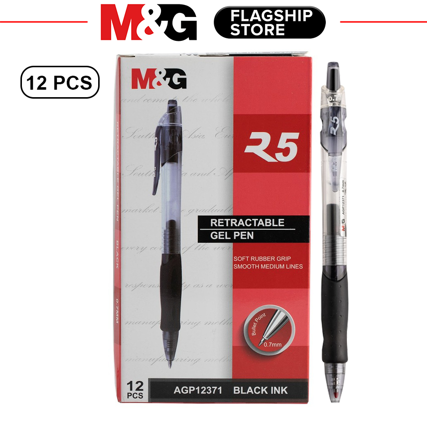 M&G R5 Retractable Gel Pen 0.7mm Black Agp12371 (12pcs) | Shopee ...