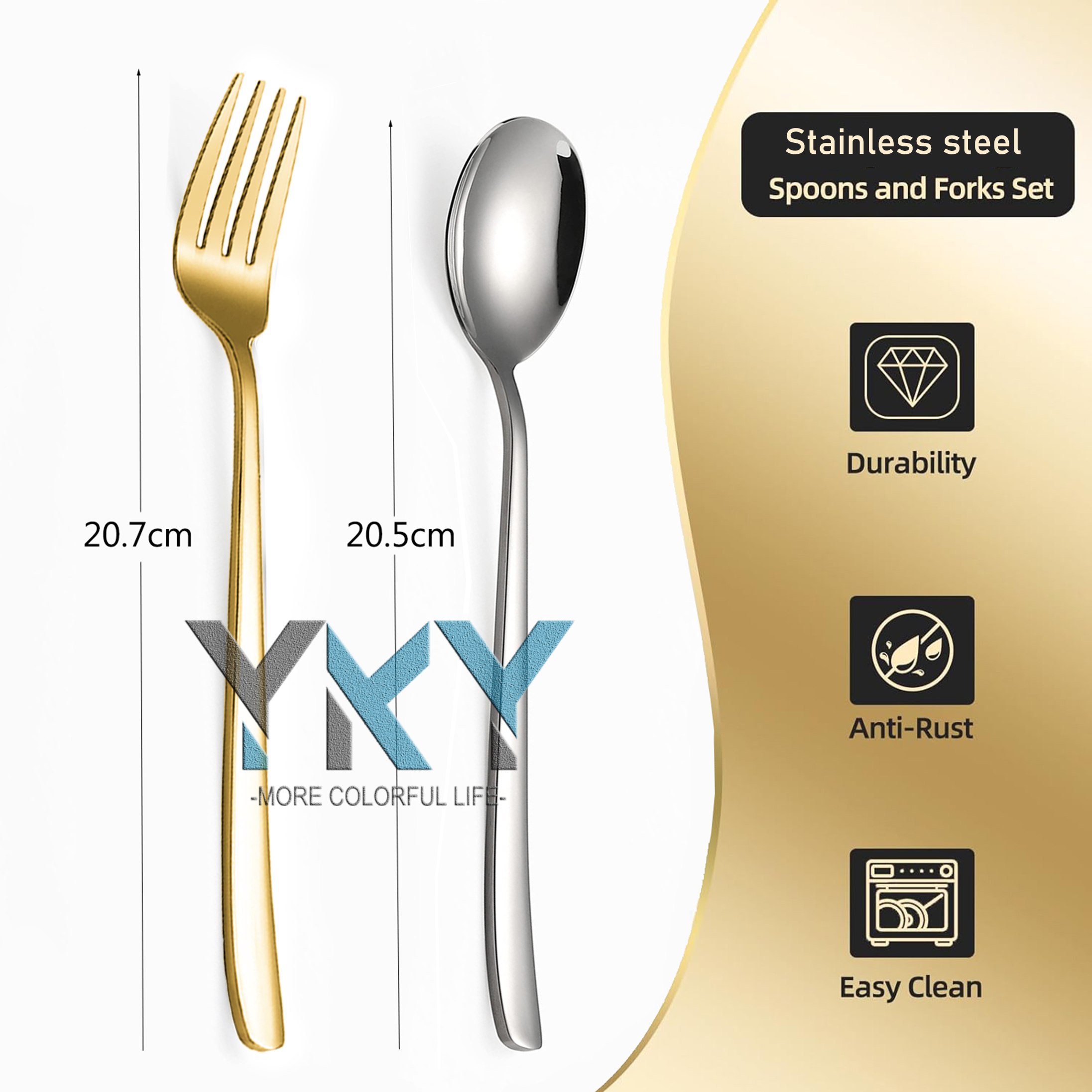 6pcs Korean Cutlery Korean Style Flatware Stainless Steel Spoon and ...